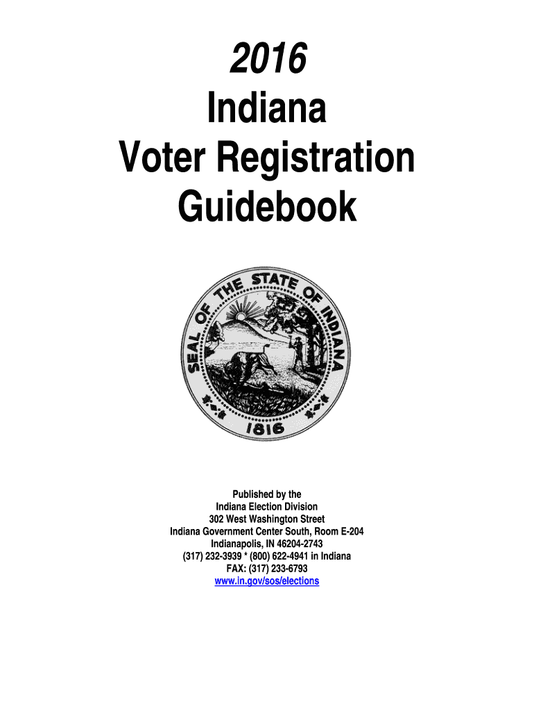 Fillable Online in 2016 Indiana Voter bRegistrationb Guidebook - INgov ...