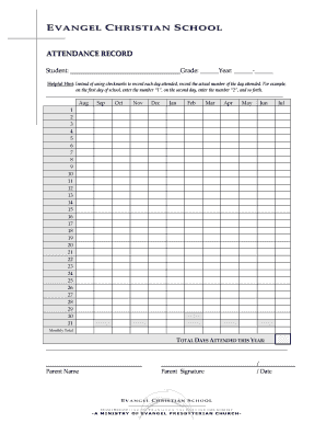 Fillable Online evangelhomeschool ECS ATTENDANCE FORM - Evangel ...