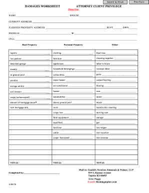 Fillable Online Damages worksheet - Goodell, Stratton, Edmonds & Palmer ...