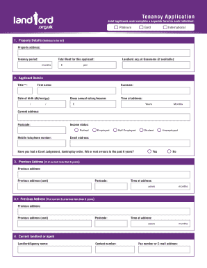 Fillable Online landlord org Tenancy Application - Landlord.org.uk Fax ...