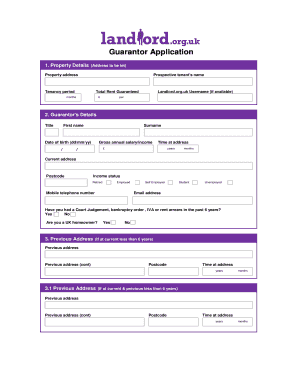 Fillable Online landlord org Guarantor Application - Landlordorguk ...