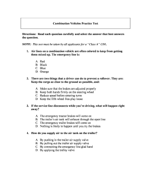 Fillable Online Combination Vehicles Practice Test Fax Email Print ...