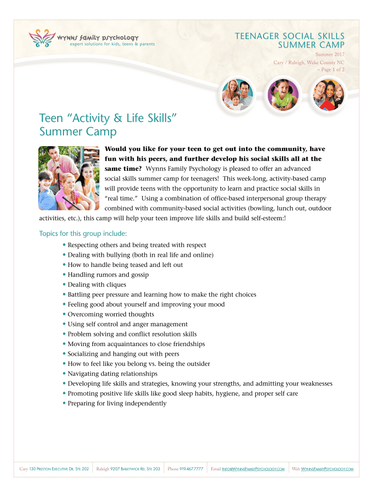 Fillable Online TEENAGER SOCIAL SKILLS Fax Email Print - pdfFiller