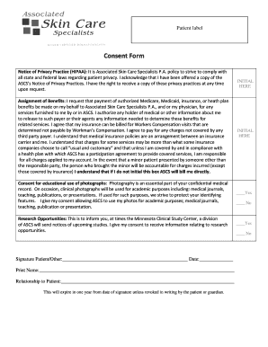 Fillable Online Consent Form - Associated Skin Care Fax Email Print ...