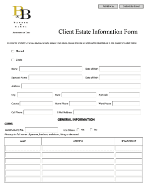 Fillable Online Client Estate Information FormIn order to properly Fax ...