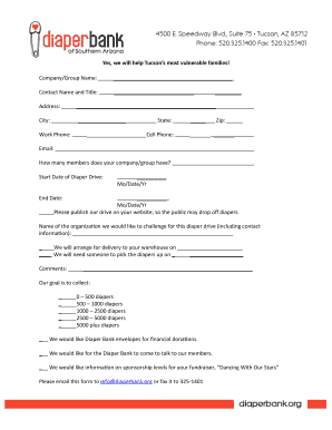 Fillable Online diaperbank 2012 Diaper Drive Registration Form ...