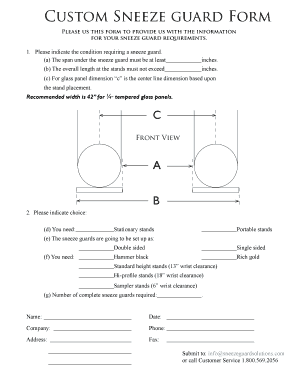 Fillable Online Custom Sneeze guard Form Fax Email Print - pdfFiller