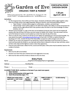Fillable Online Chicken Show entry form Fax Email Print - pdfFiller