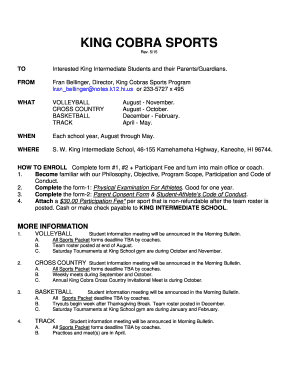 Fillable Online king k12 hi Complete Packet - King Intermediate School ...