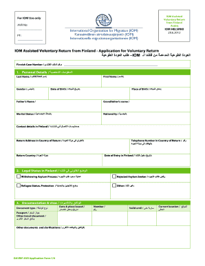 Fillable Online vapaaehtoinenpaluu IOM Assisted Voluntary Return from ...