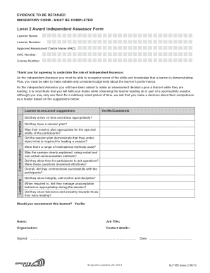 Fillable Online Level 2 Award Independent Assessor Form Fax Email Print ...