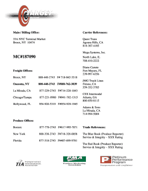 Fillable Online Main Billing Office Carrier References Fax Email Print - pdfFiller