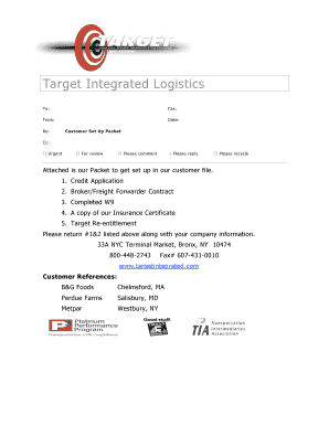 Fillable Online Freight Forwarder - target integrated logistics Fax ...