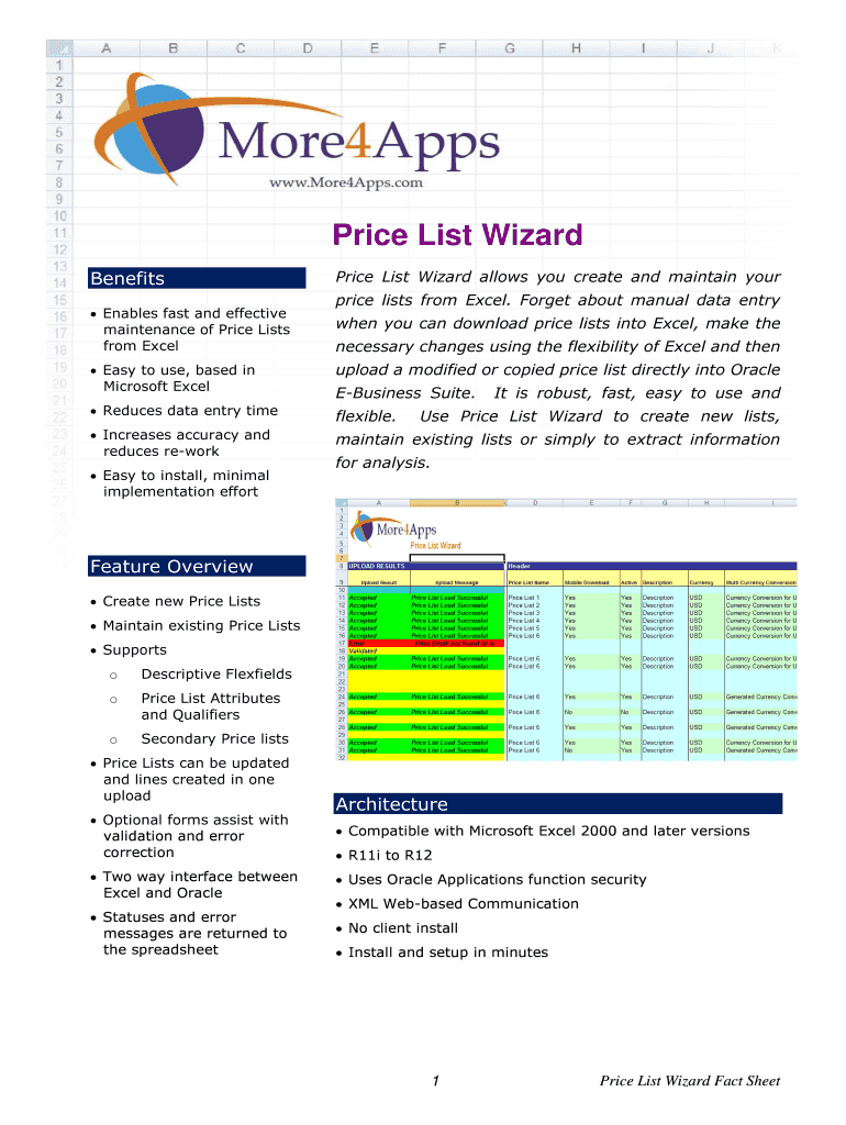 Fillable Online Price List Wizard Fax Email Print - pdfFiller