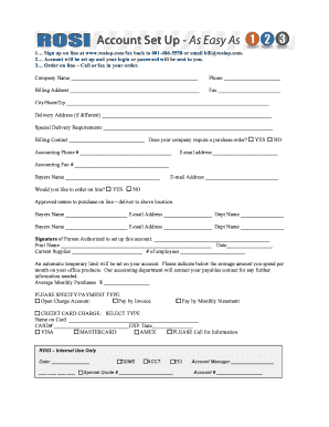 Fillable Online Account Setup form (PDF) Fax Email Print - pdfFiller