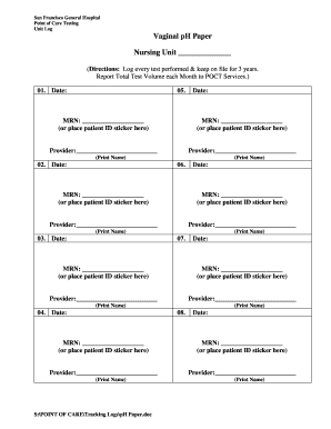 Fillable Online sfgh-poct Vaginal pH Paper - sfgh-poct Fax Email Print ...