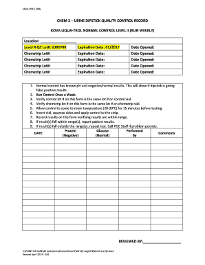 Fillable Online sfgh-poct ORG CHEM 2 URINE DIPSTICK QUALITY CONTROL ...