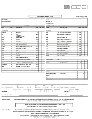 Fillable Online caci-international co ULTRA ORDER FORM.xls - caci ...