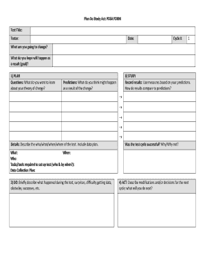 Fillable Online theassociationctc Plan Do Study Act PDSA FORM Test ...