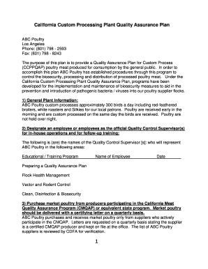 Fillable Online cpif California Custom Processing Plant Quality ...