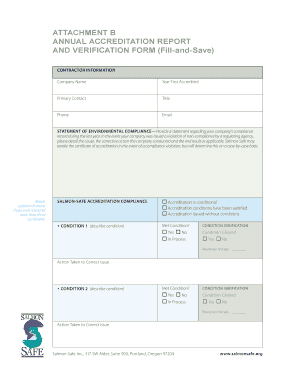 Fillable Online salmonsafe Annual Accreditation Report and Verification ...
