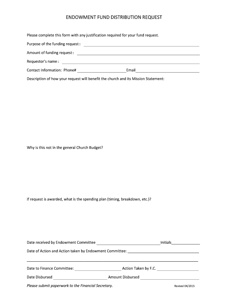 Fillable Online sjfirstumc ENDOWMENT FUND DISTRIBUTION REQUEST - sjfirstumc Fax Email Print ...