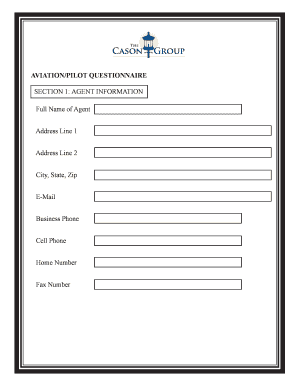 Fillable Online AVIATION/PILOT QUESTIONNAIRE SECTION 1 ... - The Cason ...