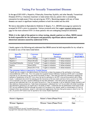 Fillable Online Testing for Sexually Transmitted Diseasesdoc Fax Email ...