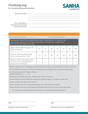 Fillable Online Flushing log Fax Email Print - pdfFiller