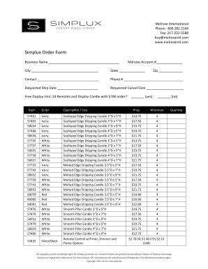 Fillable Online Simplux Order bFormb Fax Email Print - pdfFiller
