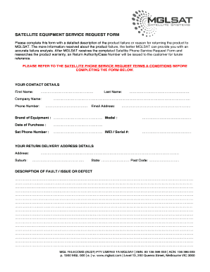 Fillable Online SATELLITE EQUIPMENT SERVICE REQUEST FORM Fax Email ...