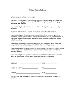 Fillable Online Weight Room Release - Burnt Hills Rowing Fax Email ...
