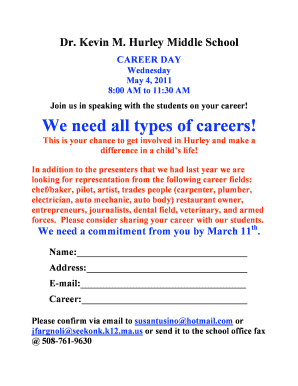 Fillable Online Career Day Speaker Request Fax Email Print - pdfFiller