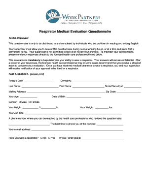 Fillable Online OSHA Respirator Questionnaire - WorkPartners OHS Fax ...