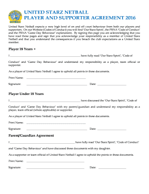 Fillable Online pineriversunited org UNITED STARZ NETBALL PLAYER AND ...