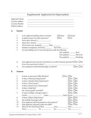 Fillable Online Supplemental Application for Supermarkets Fax Email ...
