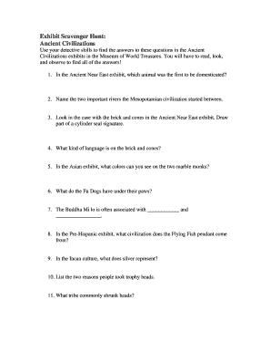 Fillable Online worldtreasures Ancient Civilizations Scavenger Hunt ...