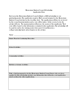 Fillable Online bunkerr3 k12 mo Elementary Student Council Scholarship ...