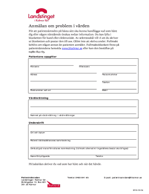 Fillable Online ltkalmar Anmlan om problem i vrden Fax Email Print - pdfFiller