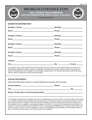 Fillable Online GOAT TAGGING, DNA SUBMISSION Fax Email Print - pdfFiller