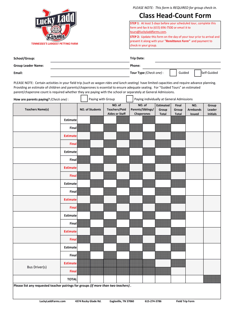 Fillable Online Class Head-Count bFormb Fax Email Print - pdfFiller
