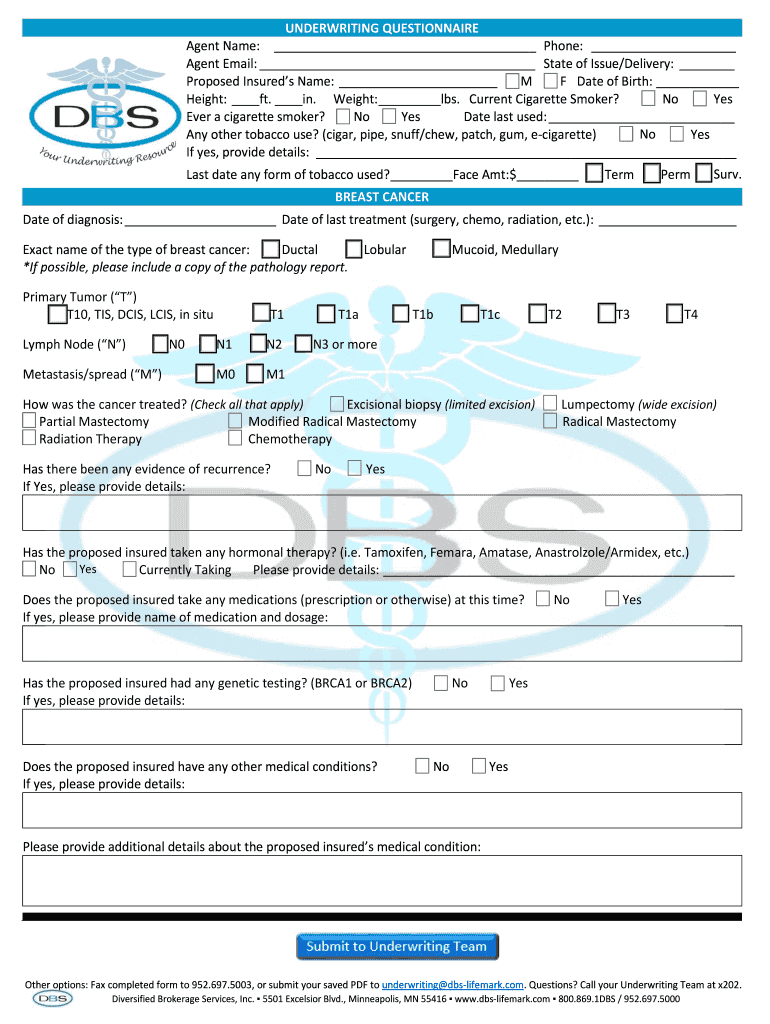 Fillable Online Breast Cancer Questionnaire - bdbsb-blifemarkbbcomb Fax ...
