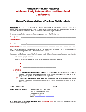 Fillable Online Alabama Early Intervention and Preschool Conference Fax ...