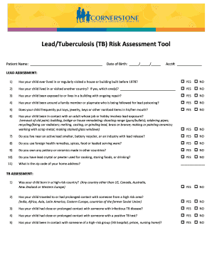 Fillable Online cornerstonepediatrics Lead/Tuberculosis (TB) Risk ...