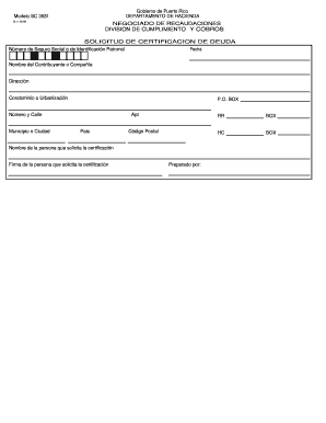 Fillable Online Gobiemo de Puerto Rico Modelo SC 3531 NEGOCIADO DE Fax ...