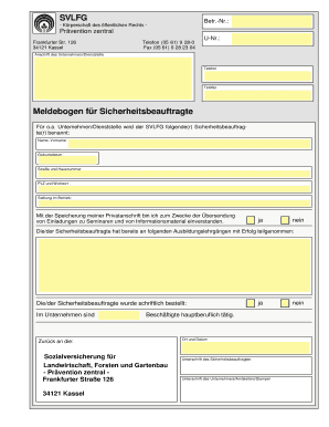 Ausfüllbar Online svlfg Meldebogen fr Sicherheitsbeauftragte - bSVLFGb ...
