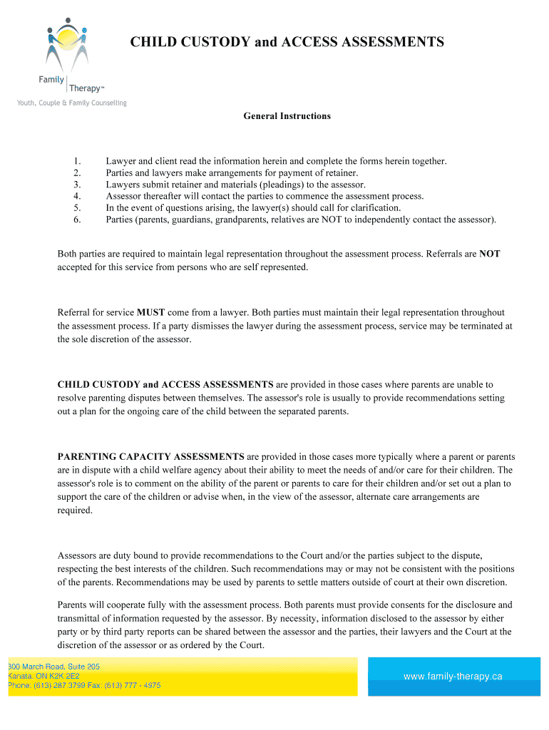 Fillable Online family-therapy CHILD CUSTODY and ACCESS ASSESSMENTS Fax ...