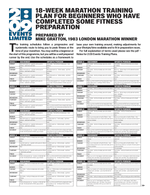 Fillable Online 18-WEEK MARATHON TRAINING Fax Email Print - pdfFiller