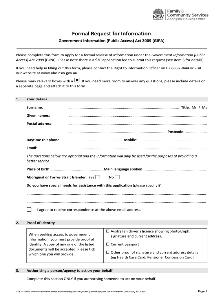 Fillable Online Formal Request for Information Fax Email Print - pdfFiller