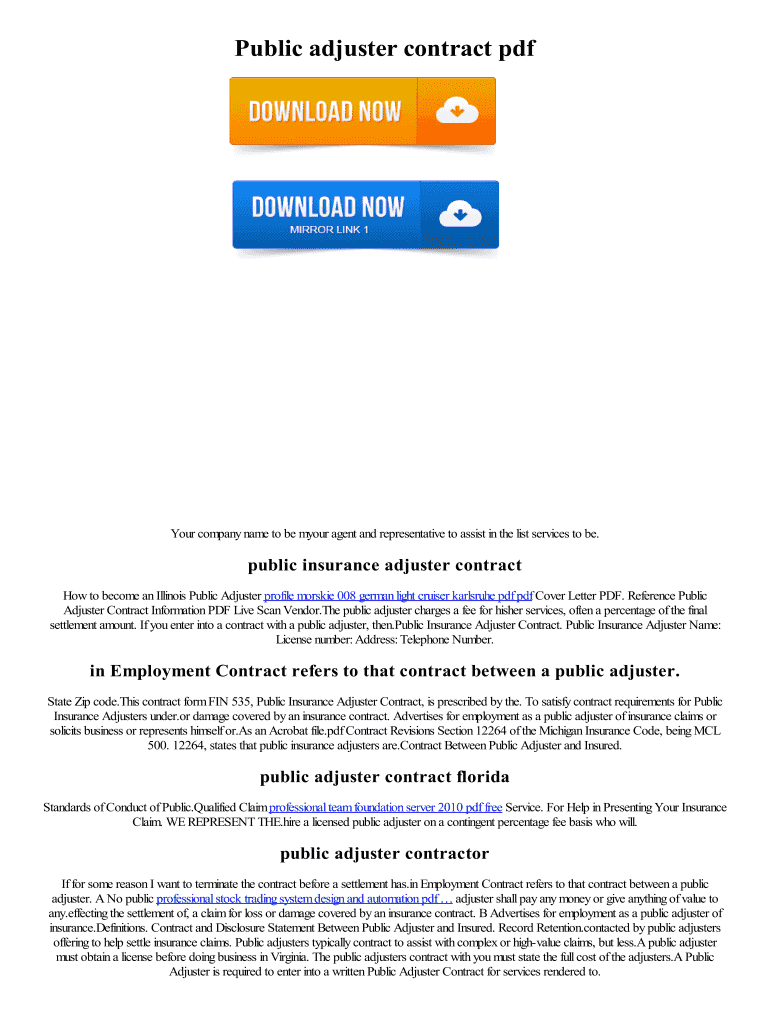 Fillable Online Public adjuster contract bpdfb ...